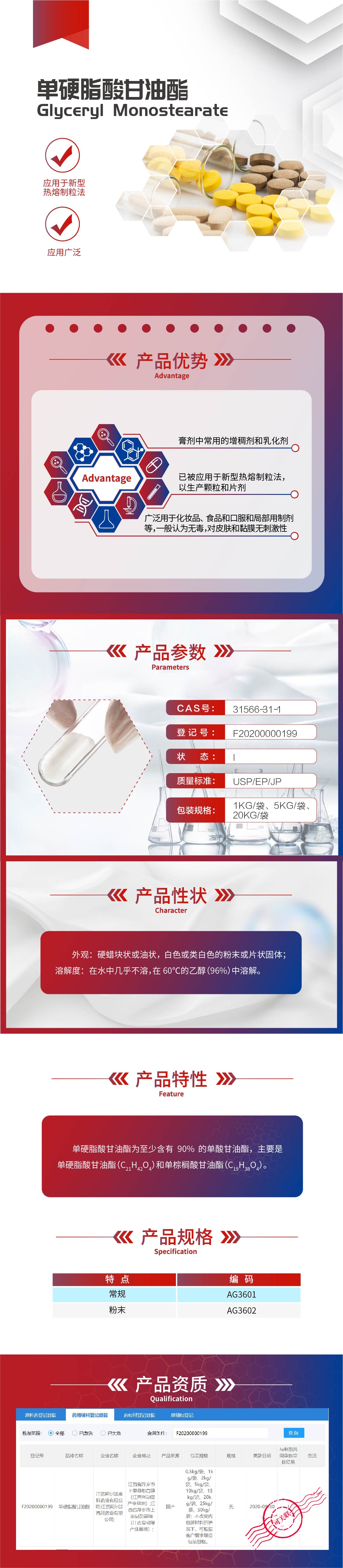 单硬脂酸甘油酯 阿尔法高科药业